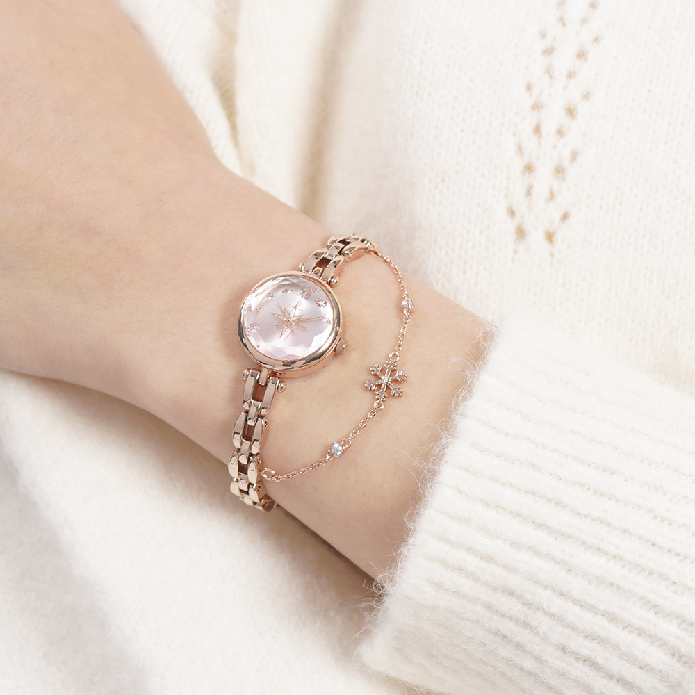 OST 스노우 크리스탈 참 팔찌 로즈골드 여성메탈시계 OTW120C13TPP- OST